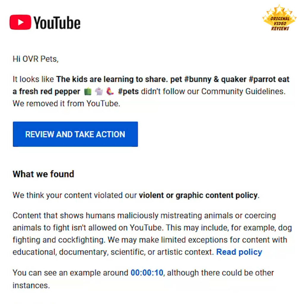 YouTube Moderation Fail: Flagged for ‘Graphic Violence’